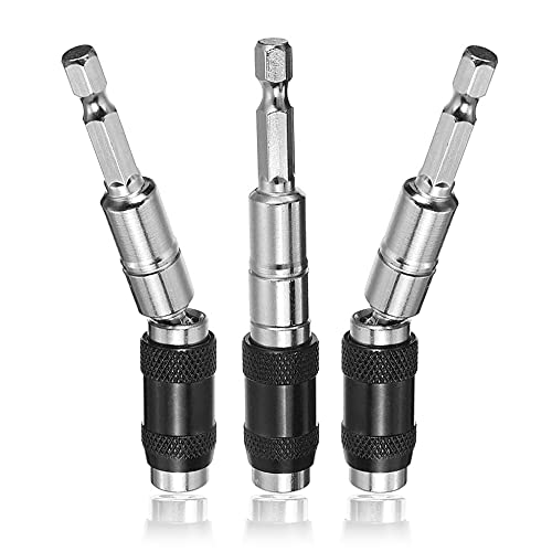 Mesee 3 Pieces Magnetic Pivoting Bit Tip Holder 1/4'' Hex Shank Quick Change Screwdriver Bit Holder Extension Bar Magnetic Screw Drill Tips Holder Extender Bendable in 20° for Corners or Tight Spots