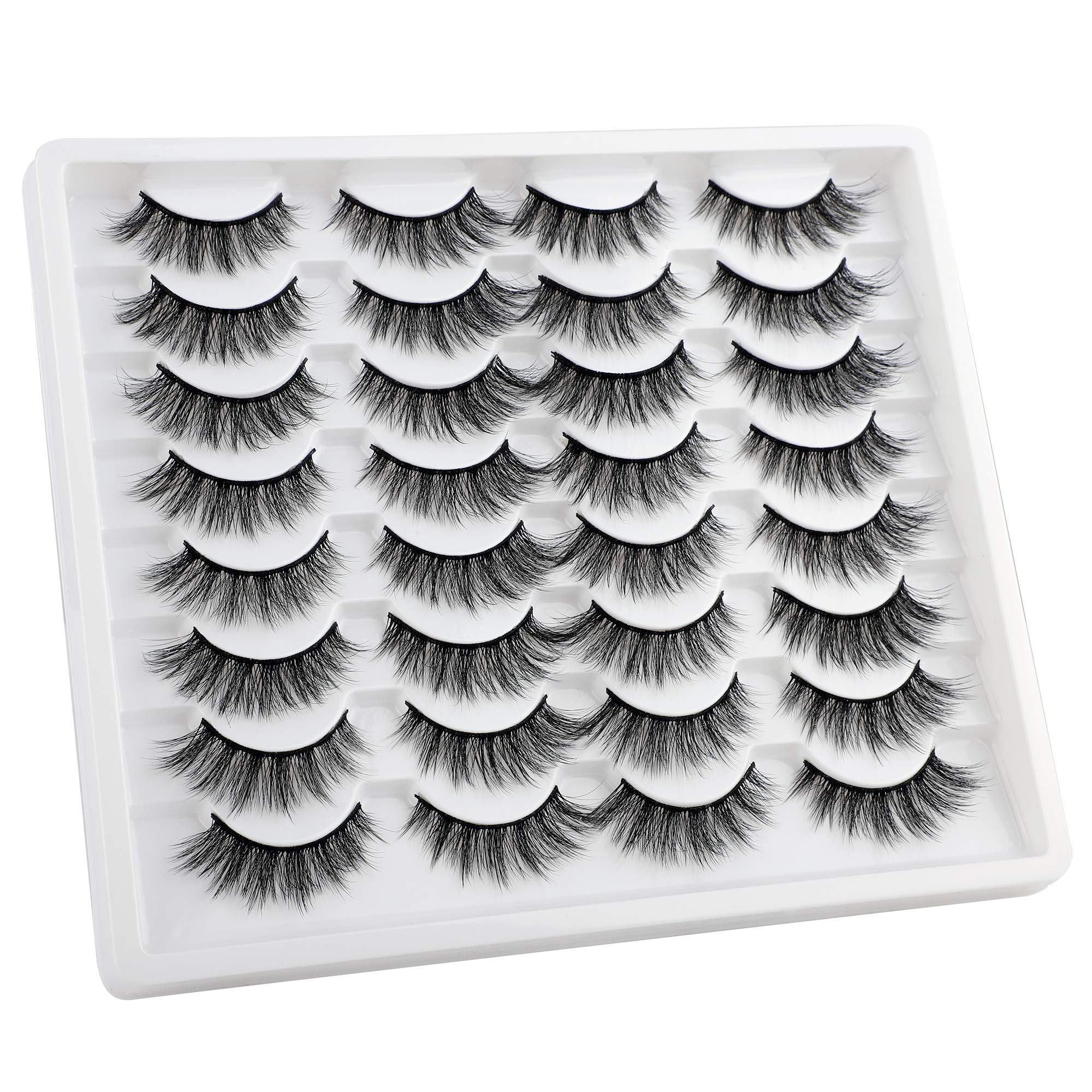 JIMIRE 16 Pairs False Eyelashes Fluffy Natural Fake Lashes 3D Volume Lashes Pack for Cat-Eye Look