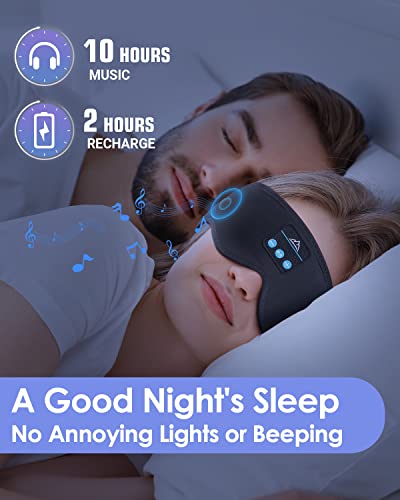 Sleep Headphones Bluetooth Headband Sleeping Headphones Headband 10Hrs Wireless Music Eye Mask with Comfortable Earbuds for Side Sleepers, Women Men Tech Gift for Birthday Christmas Stocking Stuffers