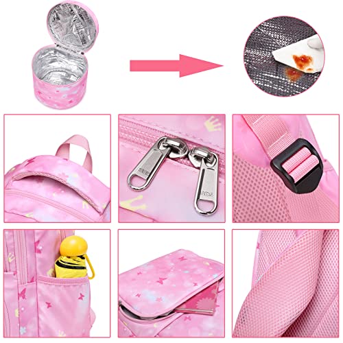 Sunborls Kawaii Backpack Cute Butterfly Exterior Teen Girls School Bookbag with Lunch Pail Pencil Case 3pcs(Pink)