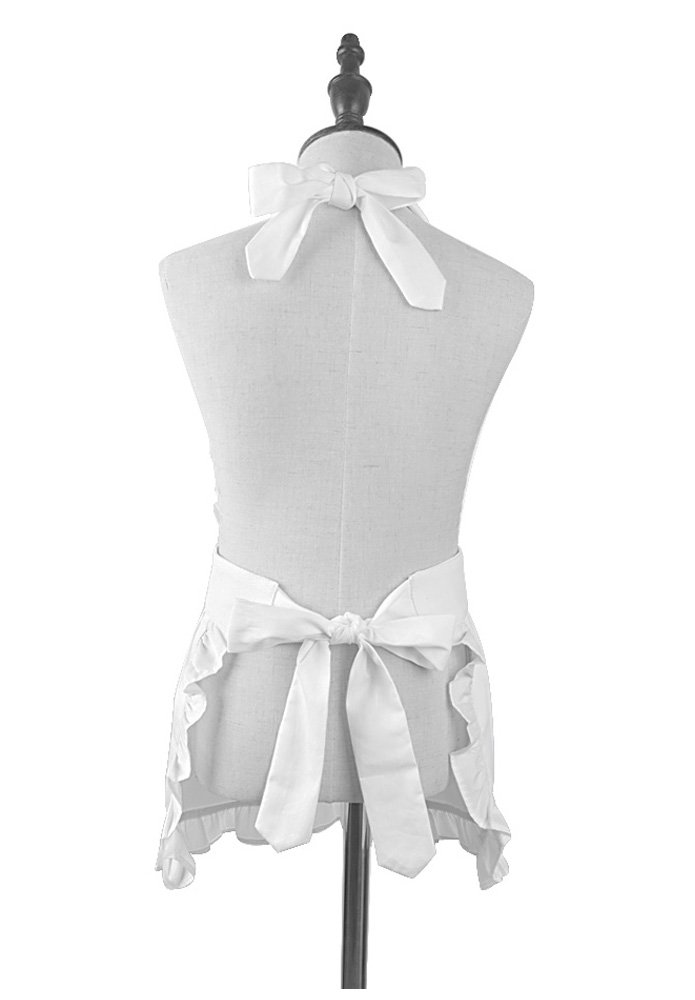 Love Potato Pure Cotton White Apron Children Cooking Apron Princess Ruffle Apron for Kids 4-7 Years Old