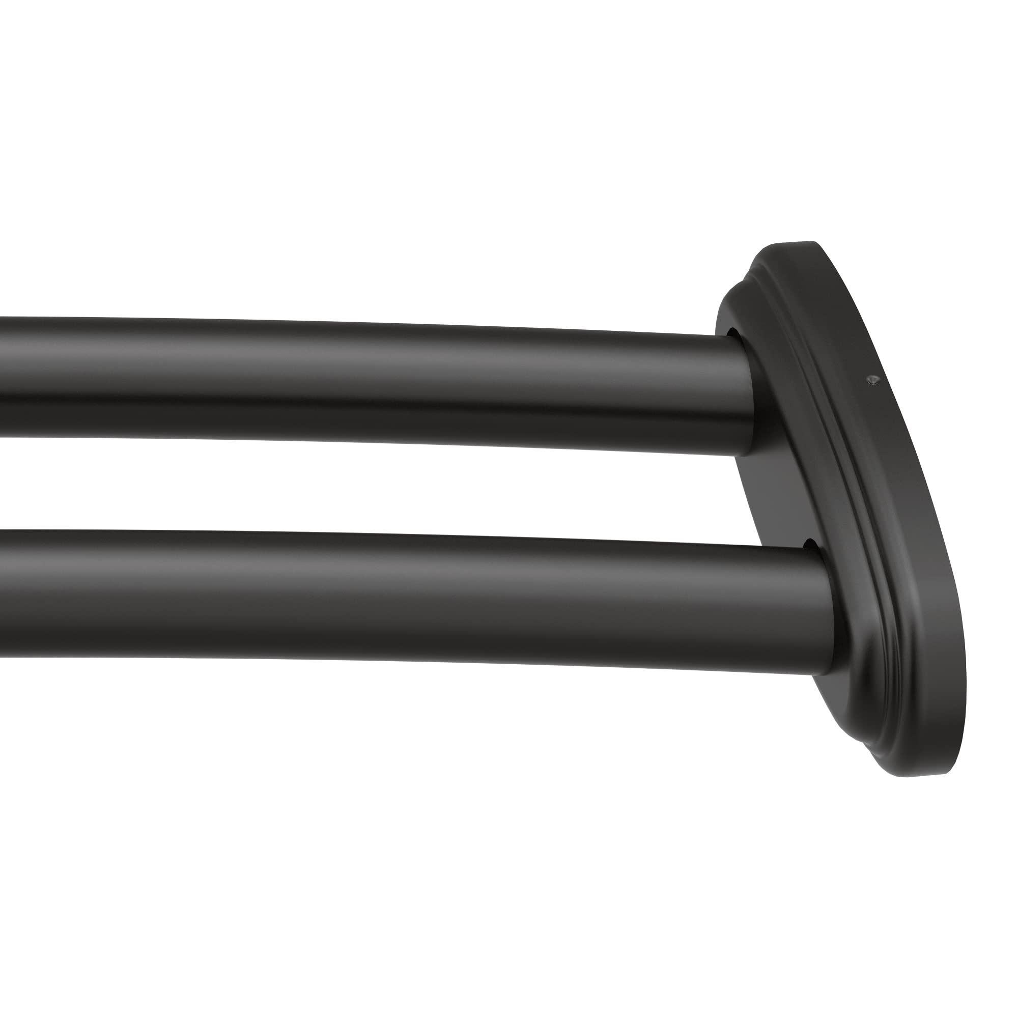 Moen Matte Black Adjustable 57 to 60-Inch Double Curved Shower Rod, Permanent Wall Mounted Shower Curtain Rod, Metal, DN2141BL