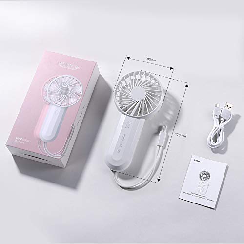 SmartDevil Portable Handheld Fan, Mini Dual-Bladed Hand Fan, 4000mAh Small Personal Rechargeable Battery Operated Fan, Powerful Wind, 3 Speed Adjustable, Hand Held Fan For Outdoor, Travel (White)