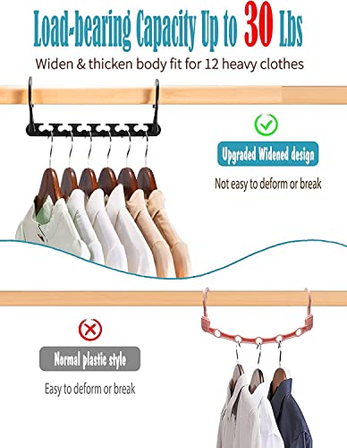 Smartor Space Saving Hangers - 6 Pack, Dorm Room Essentials Magic Hangers Saving 80% Space, Closet Organizers and Storage, Space Saver Hangers Closet Organizers Multifunctional Hangers - Black