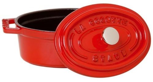 Staub La Cocotte Oval 40509-830 Pico Cocotte Oval Cherry, 9.1 inches (23 cm), Double Handed, Cast Iron Enameled Pot, Induction Compatible, Japanese Authentic Product