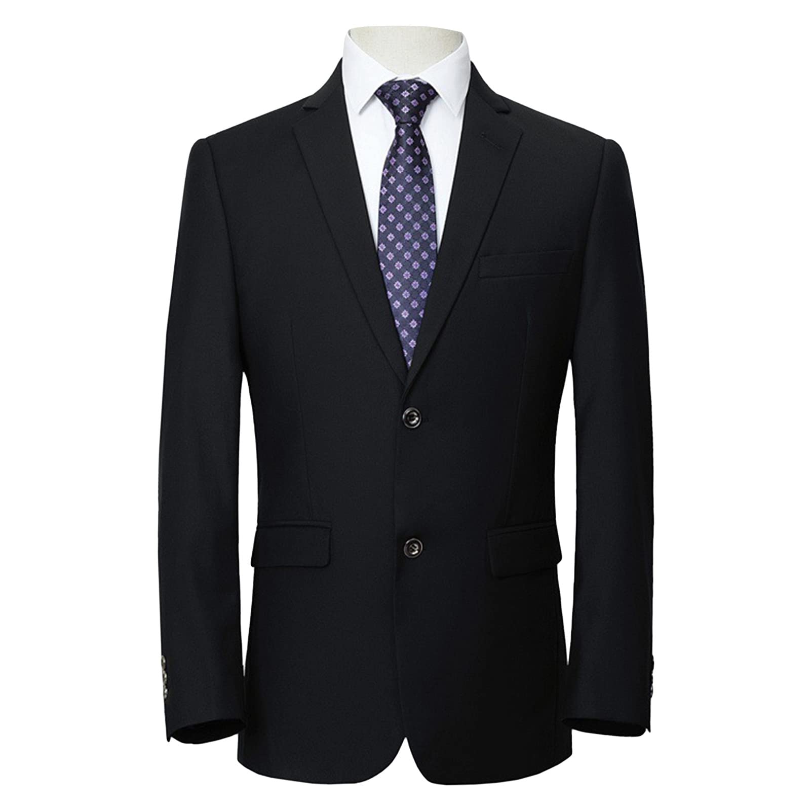Men's Slim Fit Casual Blazer Jacket 2 Buttons Notched Lapel Formal Dress Jacket Lightweight Business Sport Coat (Black,Large)