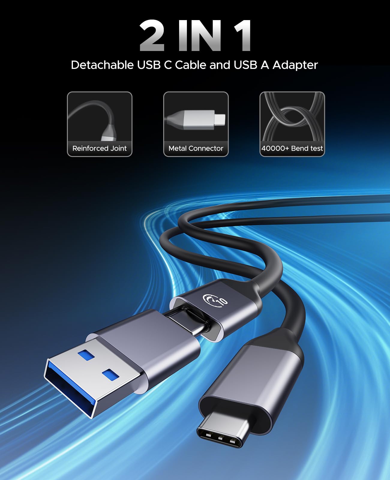 ORICO USB Hub 10Gbps with 2 USB A Ports+2 USB C Ports, USB 3.2 Gen 2 Hub with 1.64Ft USB-C Cable and USB-A Adapter USB Splitter for iMac, All MacBooks, Mac Mini