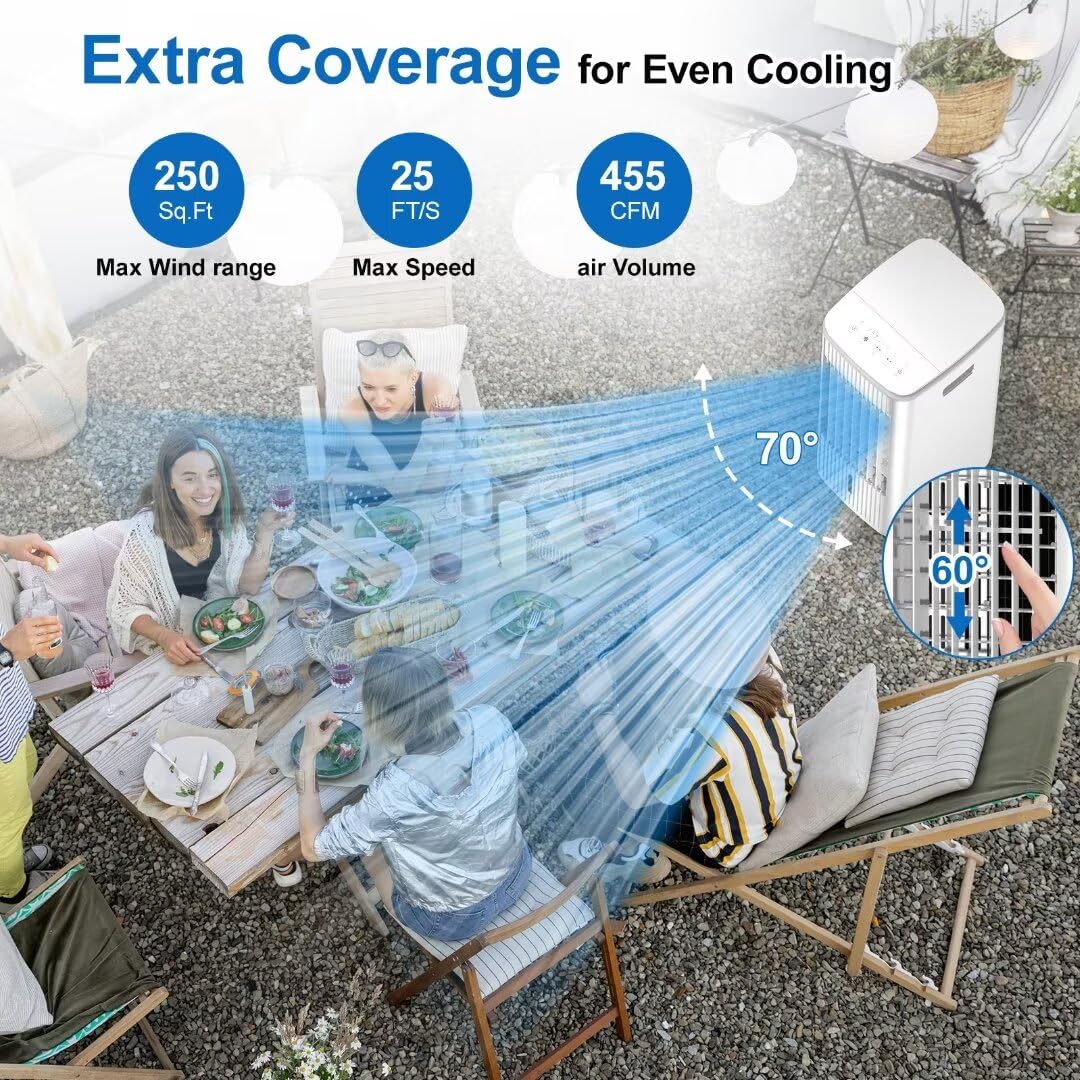 Portable Air Conditioner Evaporative Cooler Ac Unit,BEBEGINE Swamp Cooling Fan Without Hose,3-IN-1 Windowless Ventless for Room Offices,Remote,3 Speed,Water Tank,3 Ice Pack Large