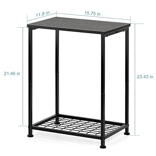smusei Black Nightstands Set of 2 Side Table Living Room for Small Spaces Narrow Bedside Tables and Small End Table Sets with Open Storage Shelves for Bedroom Guest Room Decor