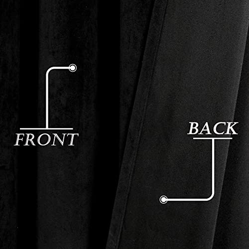 Victree Black Velvet Curtains for Bedroom, Blackout Curtains 52 x 84 inch Length - Room Darkening Sun Light Blocking Grommet Window Drapes for Living Room, 2 Panels