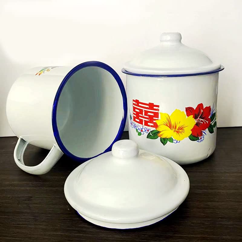 JinRu BaoHua 12oz Chinese style enamel cups, coffee cups, tea cups, Beer mug,mugs 2pcs