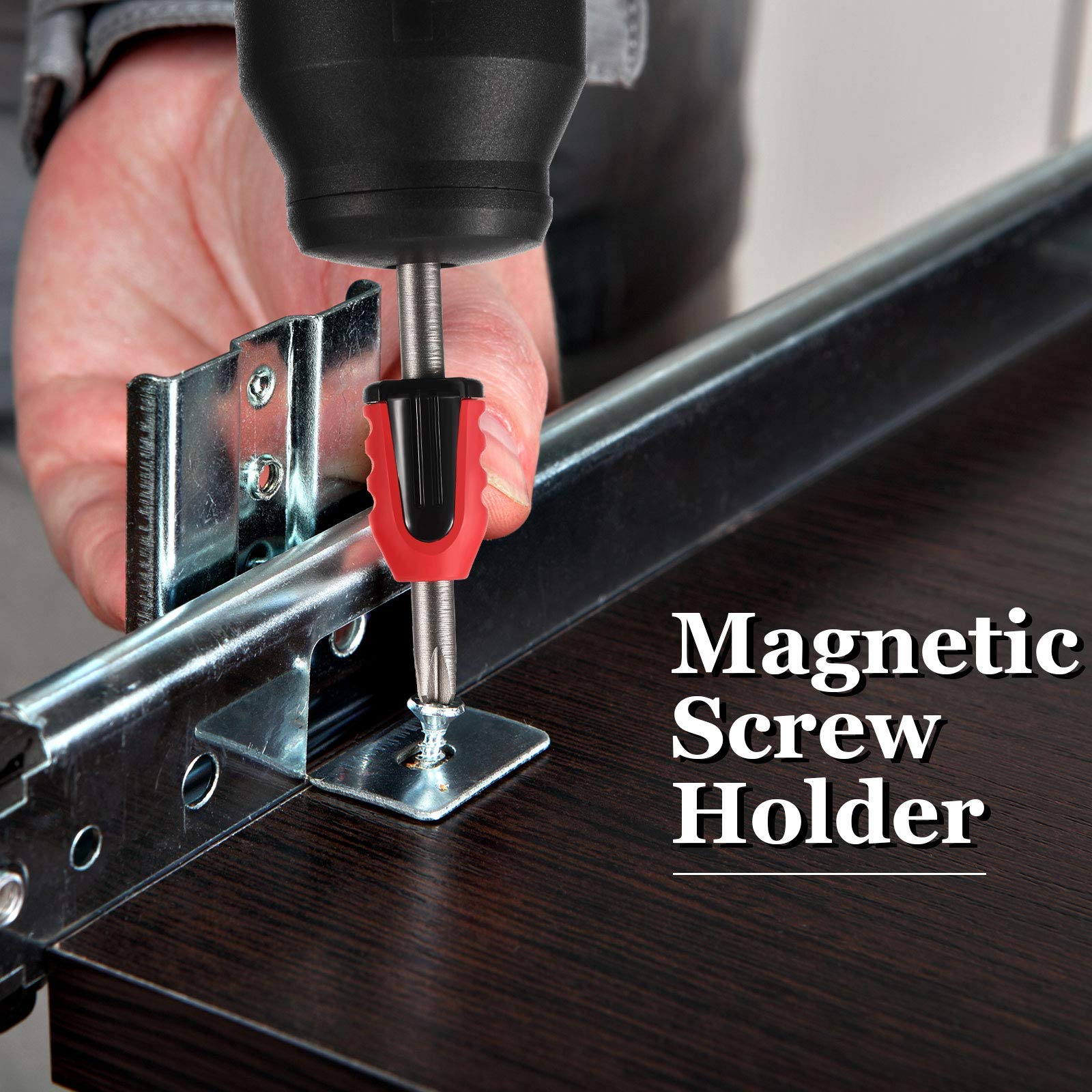 Magnetic Screw Holder Rings, 1/4 Inch/ 6.35 mm Screwdriver Driver Bits Magnetizer for Electric Drill and Hand Tools, Red (5 Pieces)