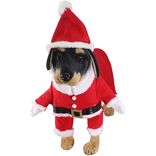 Ornaous Cute Dog Cat Christmas Santa Claus Costume, Pet Xmas Cosplay Dress, Puppy Fleece Warm Outfit for Holiday(L Size)