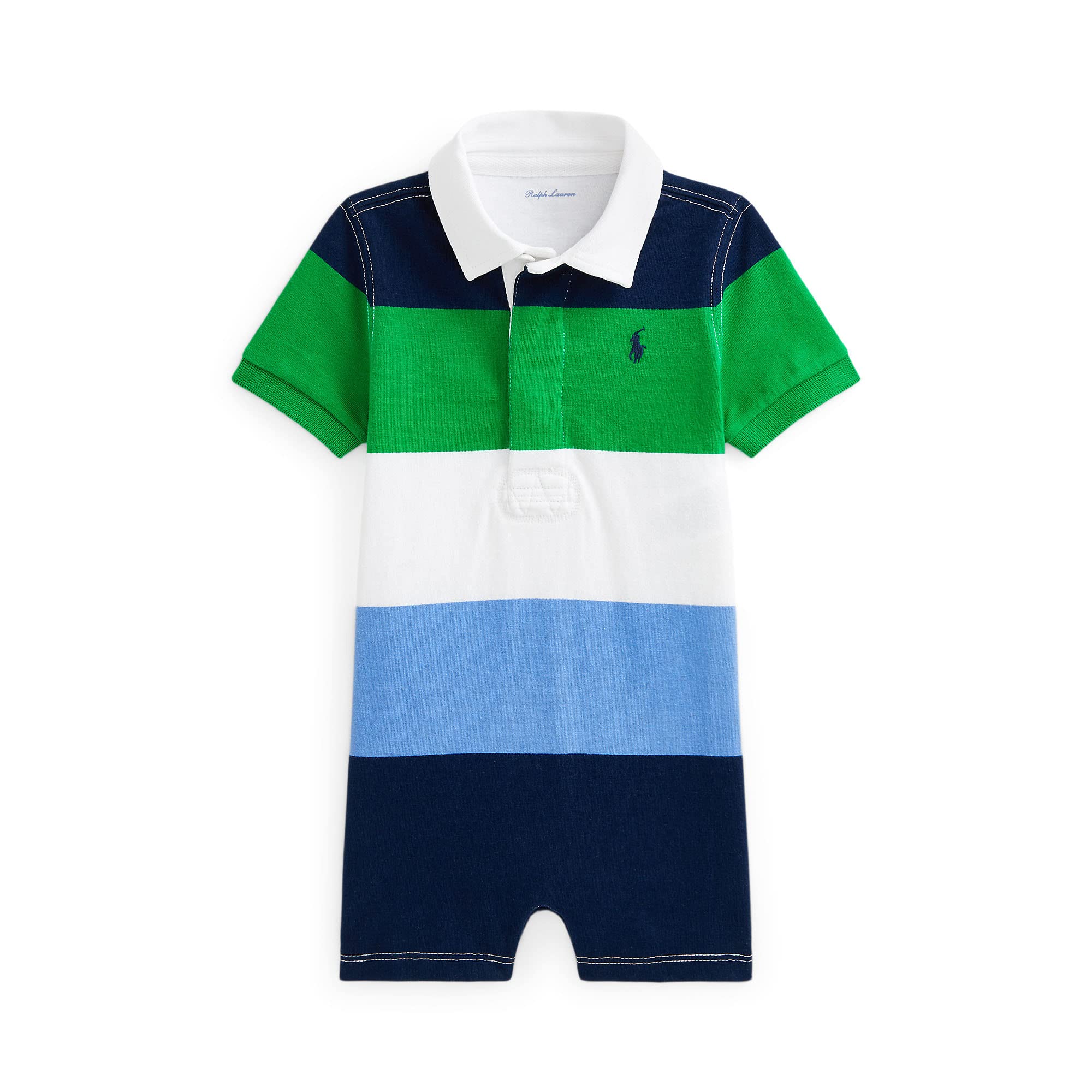 POLO RALPH LAUREN Baby Boys Striped Cotton Rugby Shortall (Multi(2001)/G, 18 Months)