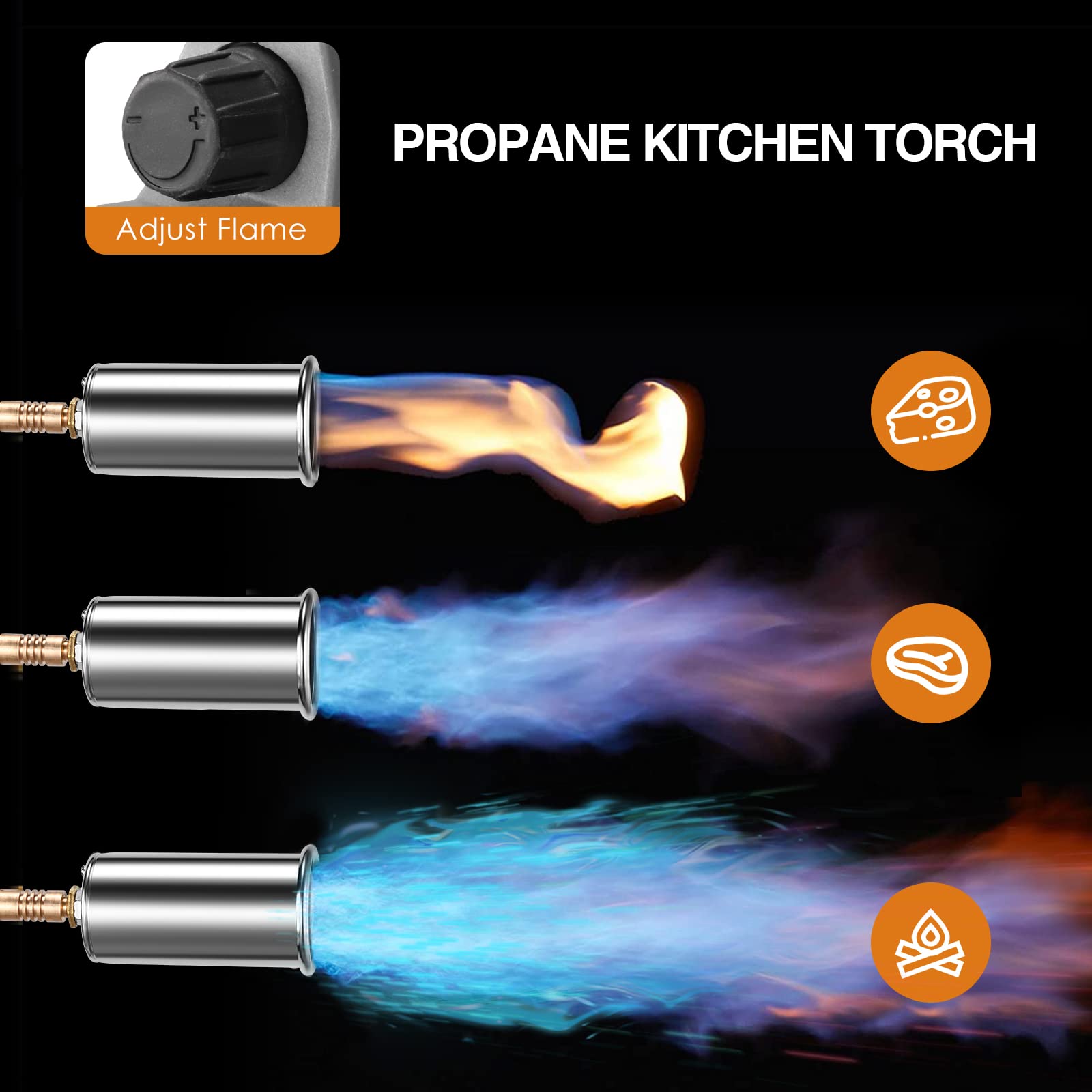 Kitchen Torch Cooking Blow Propane Torch - 500,000 BTU Culinary Torch - Sous Vide - Charcoal Starter Grill Torch Fire Gun for Searing Steak & Creme Brulee(Fuel Not Included)