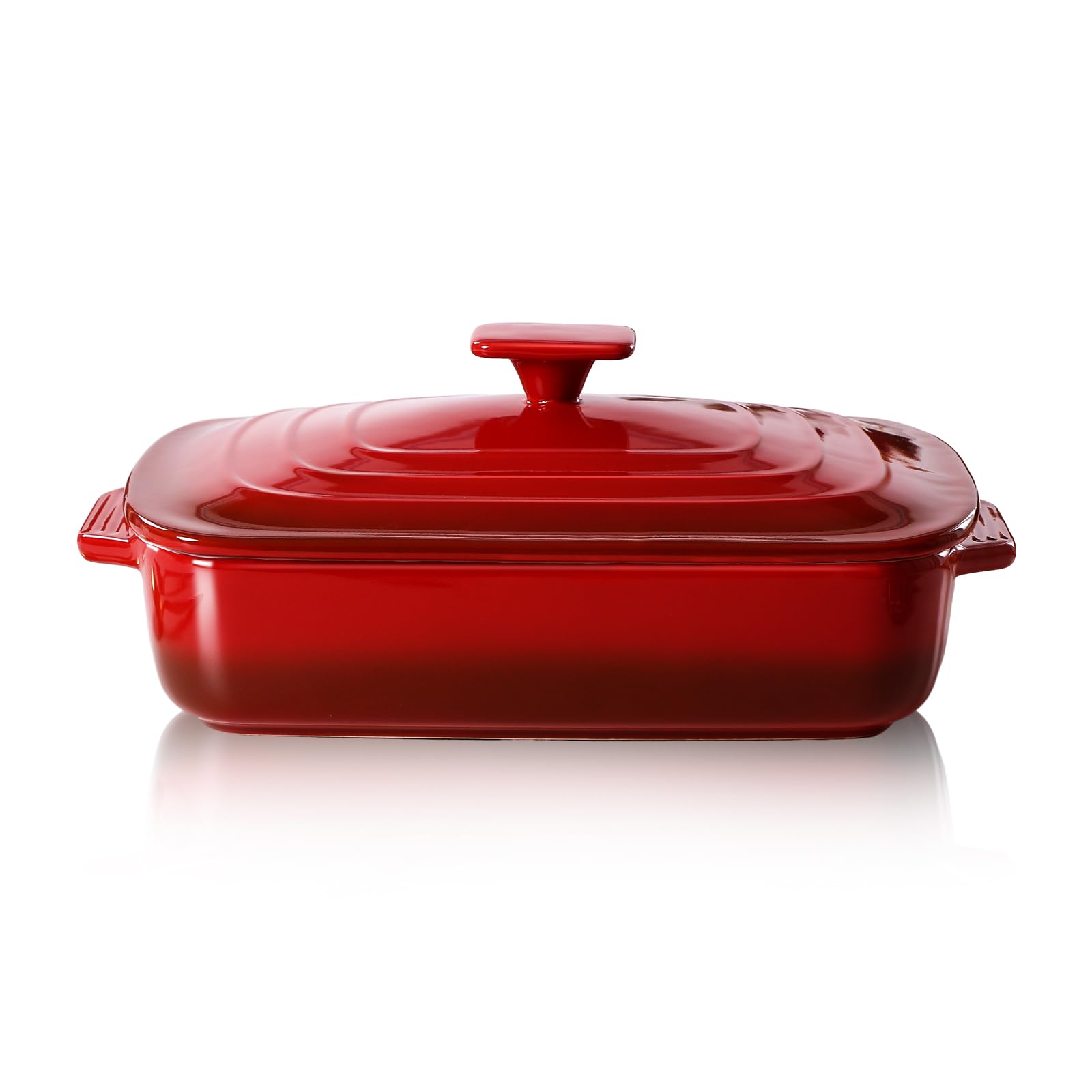 Lareina Large Ceramic Casserole Dish with Lid, 4.0 Quart Covered Rectangular Stoneware Baking Dishes for Oven, Deep 9x13 Inch Lasagna Pans for Baking and Serving, Perfect for Christmas Gifts, Bule