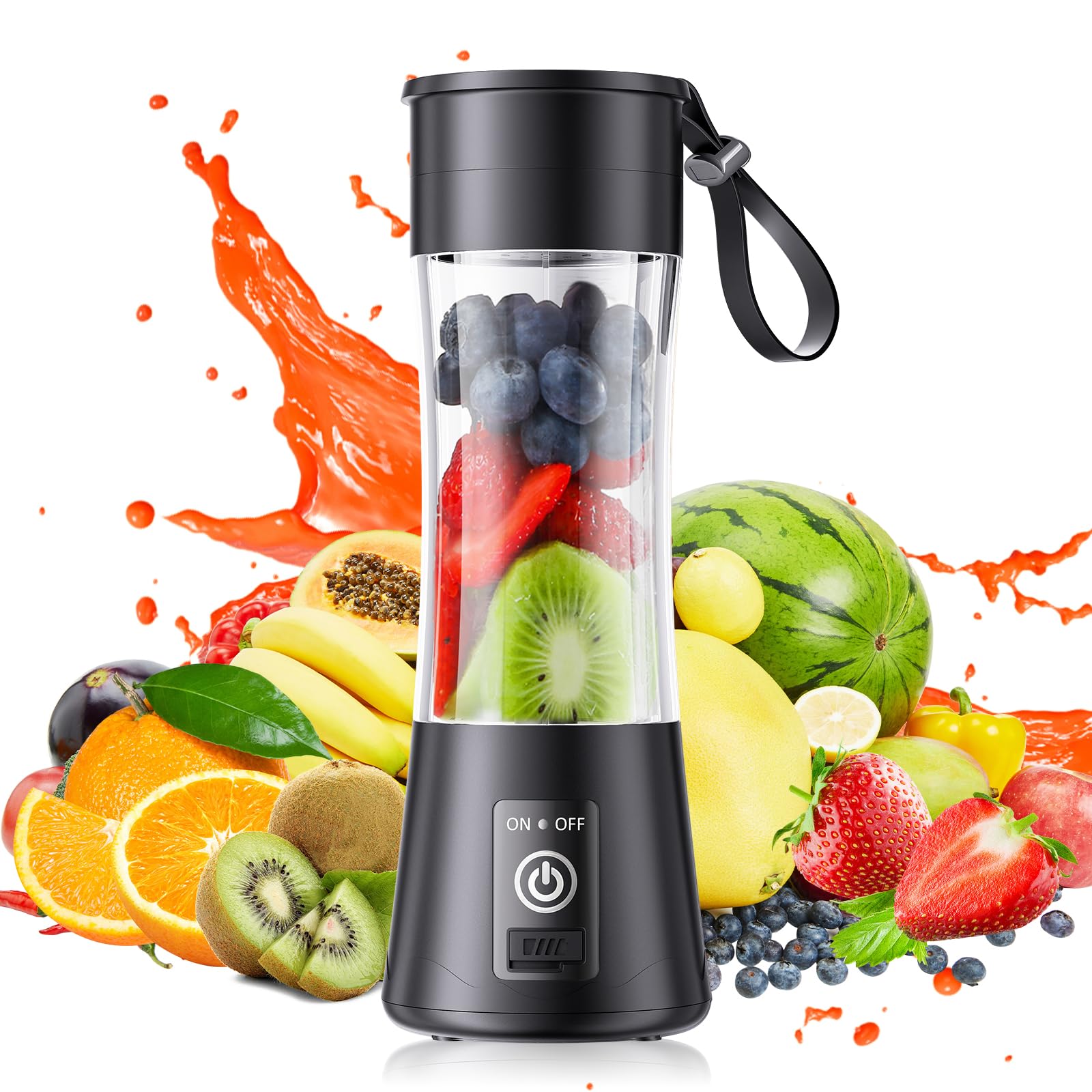 Portable Blender Personal Size Blender - Blender for Shakes and Smoothies, Mini Blender with 380Ml Travel Cup, Suit for Kitchen, Travel, Gym