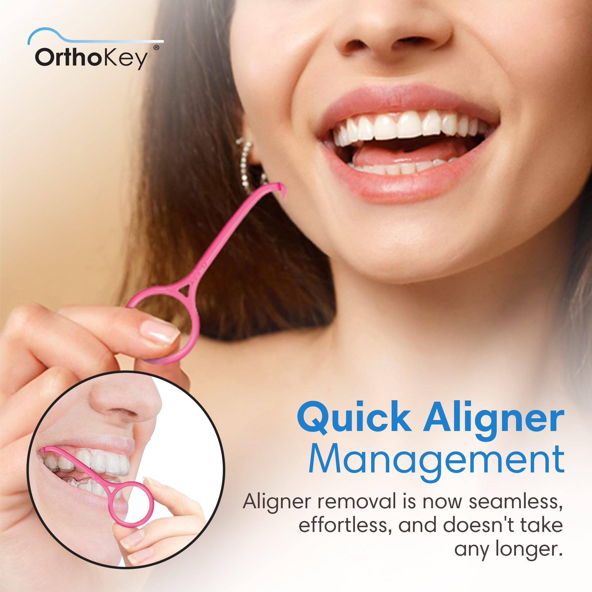 OrthoKey Clear Aligner Removal Tool for Teeth β Grabber Remover Tool for Invisible Removable Braces & Retainers β Fits Into a Dental Carrying or Aligner Case Cleaner β Small Size, Pink and Black