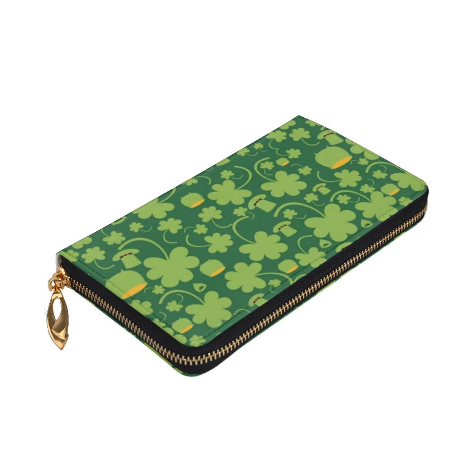 Long Handbag Purse Wristlet Bag Card Holder Wallet-St. Patrick's Shamrock Leather Wallet for Women Men