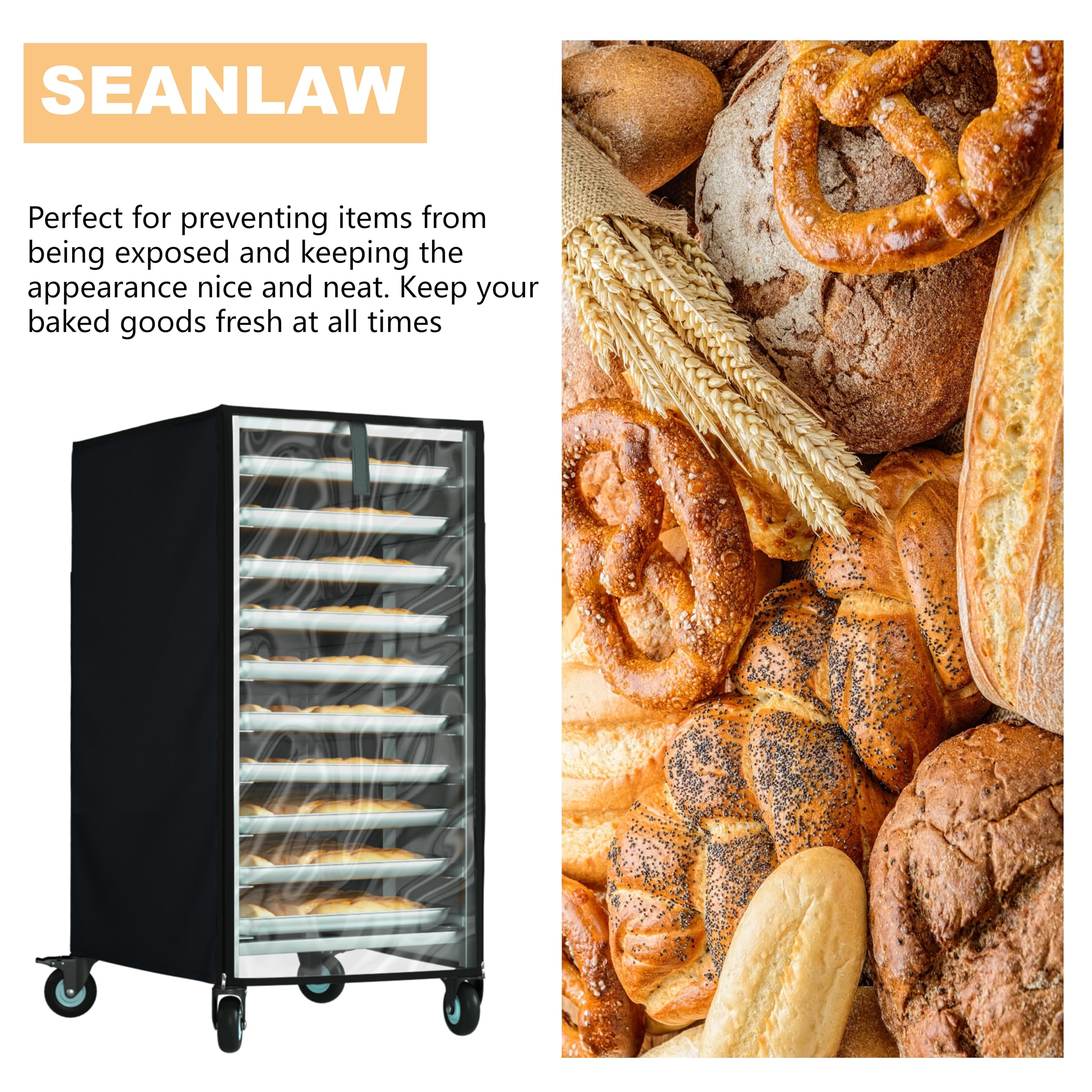 Pan Rack Cover, 23x28x32in,High Density Waterproof and Dustproof Bakery Rack Cover,Pan Rack Cover with Zipper
