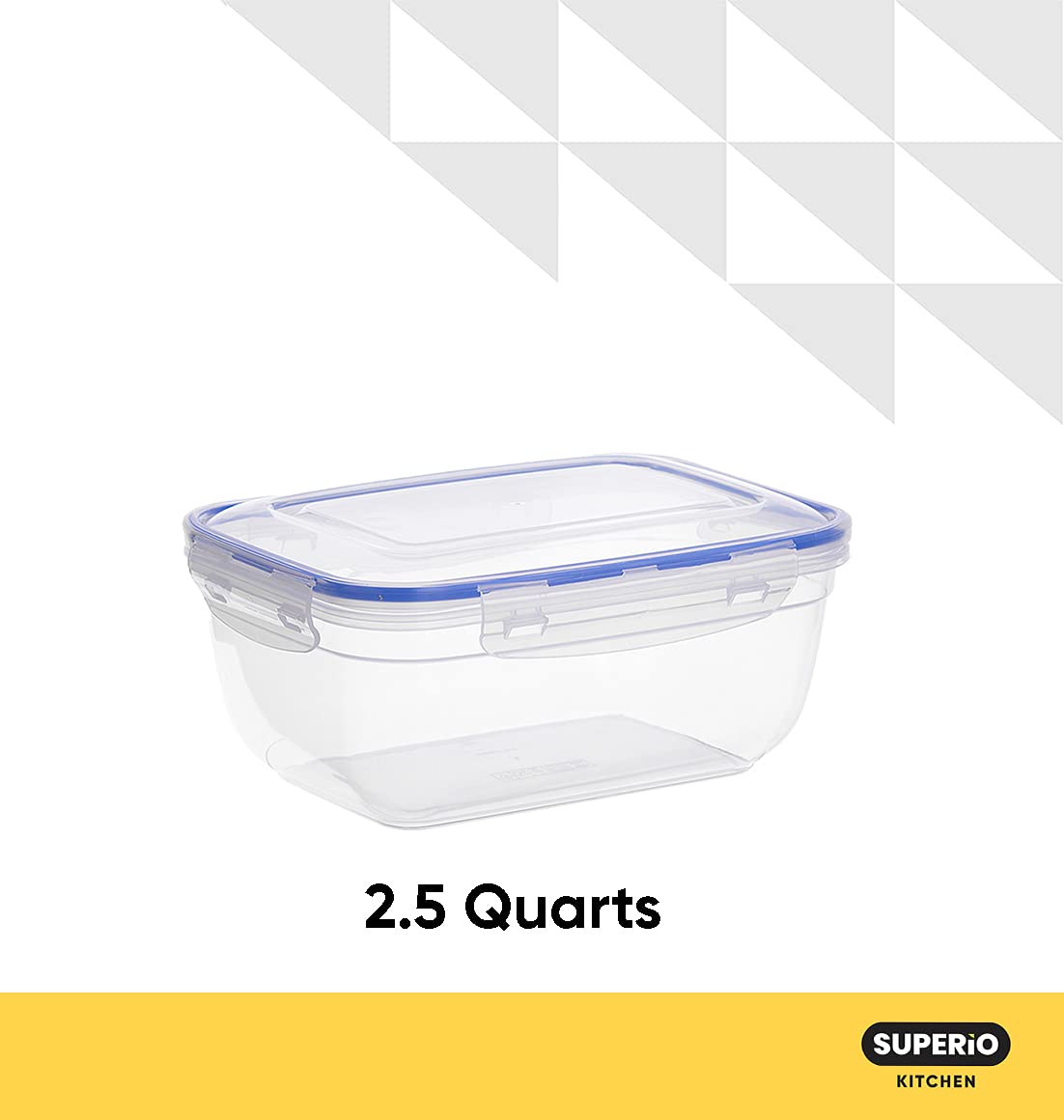Large Plastic Food Storage Container with airtight Lid for Pantry, Fridge- 10 Cup, 80 Oz- BPA Free, Leakproof Sealed Container- Microwave, Dishwasher and Freezer Safe (Clear)