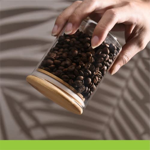 Prosumer's Choice Sugar Containers (4.9" X 3.3") for Countertop - Glass Jars for Food Storage with Bamboo Airtight Lid and Spoon - Clear Canisters for Salt, Coffee & Overnight Oats .