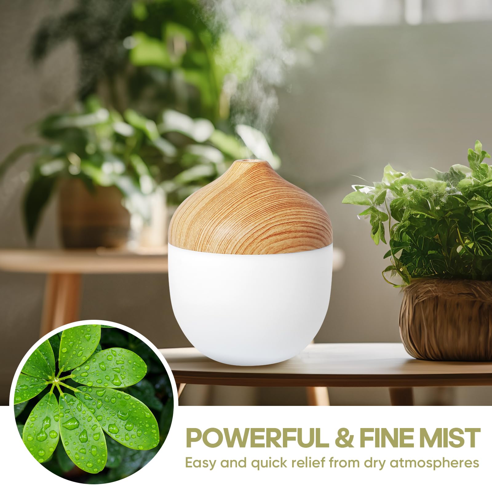 Small Humidifiers For Bedroom - 400ML Mini Desk Personal Humidifier, Portable Cool Mist Humidifiers For Room Baby Travel Plant Office Home, Super Quiet, Easy Clean, C