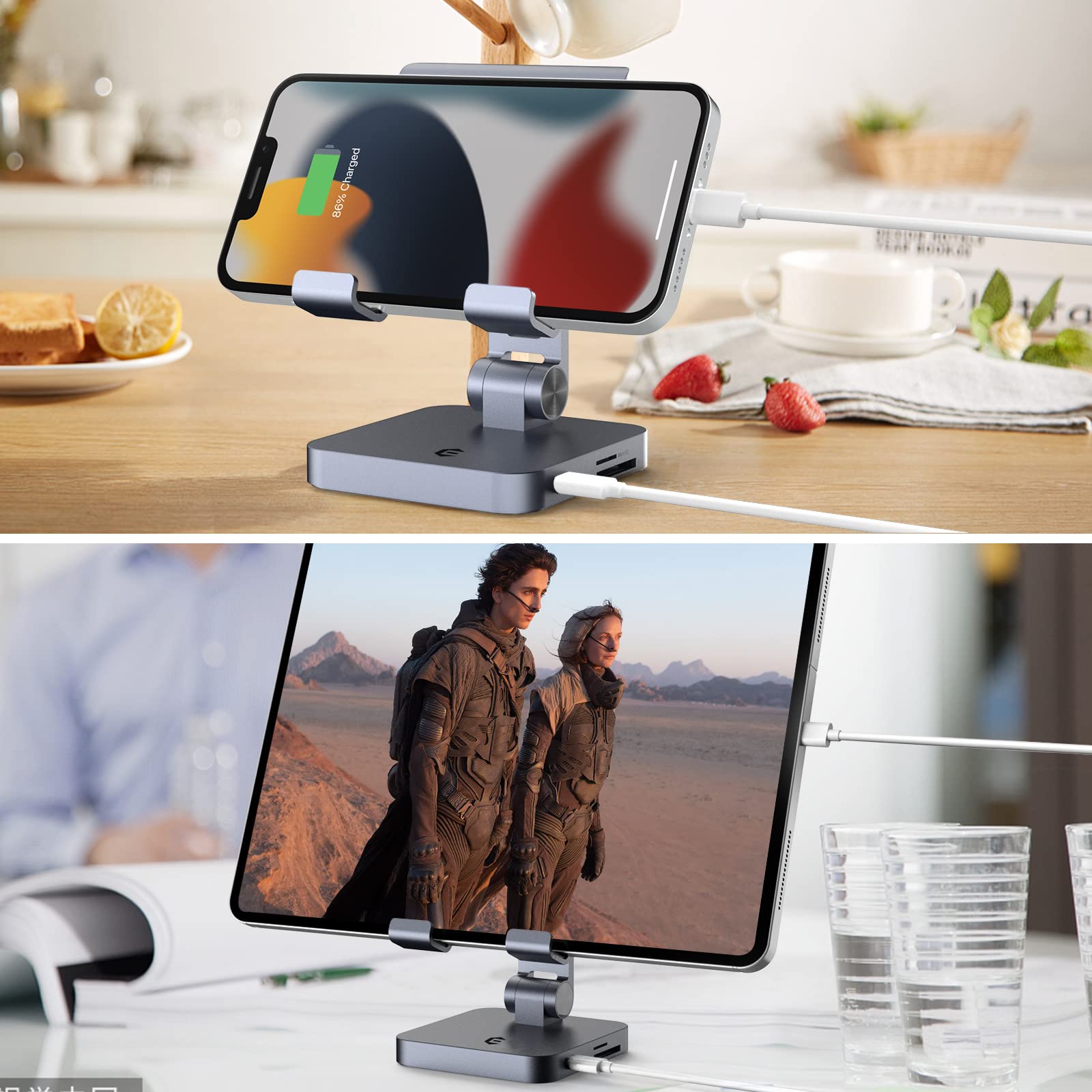 OTAITEK 8 in 1 iPad pro USB C Hub, with Foldable Tablet Stand, 100W Power Delivery, 4K HDMI, 2 USB-A Data Ports, USB-C Data Port, 3.5 mm AUX, TF/SD Card Slots, for iPad Pro and More USB-C Tablets