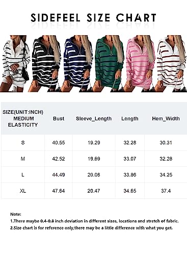 Sidefeel Women's Casual Striped Sweater Dress Fall Winter 2023 Half Zip V Neck Knitted Loose Mini Dress Long Sleeve Pullover Jumper Sweaters Black Large