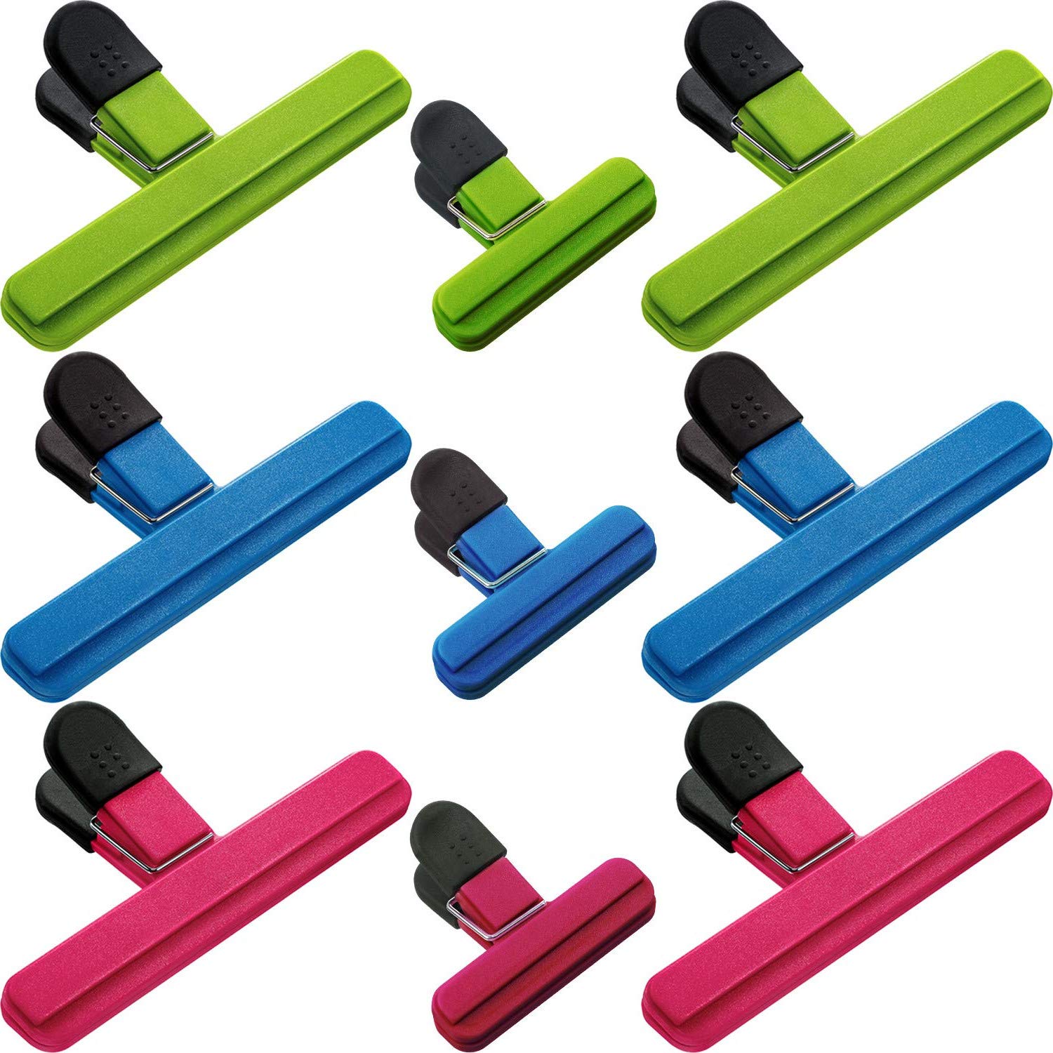 Large Chip Bag Clips Grocery Store Bag Clips Food Bag Clips Plastic Clips Bright Assorted Colors for Coffee Potato and Snack Bags (Assorted, Size 6+3)