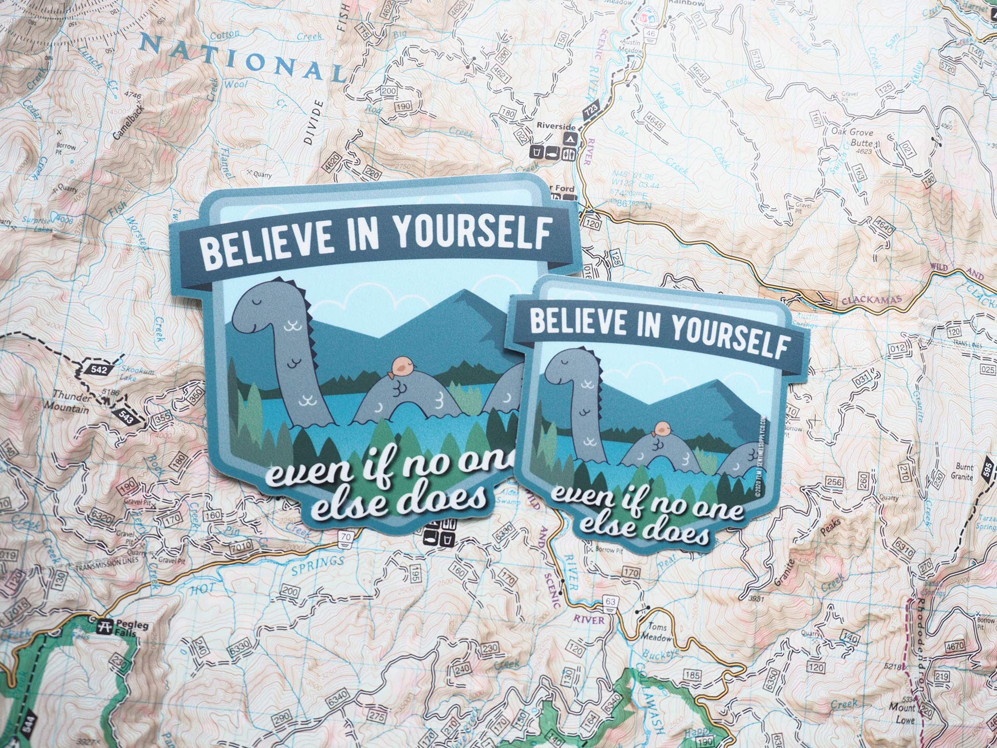 Nessie Believe in Yourself Sticker - Funny Loch Ness Monster Decal for Hydroflask or Laptop - Scotland Cryptid Vinyl Sticker