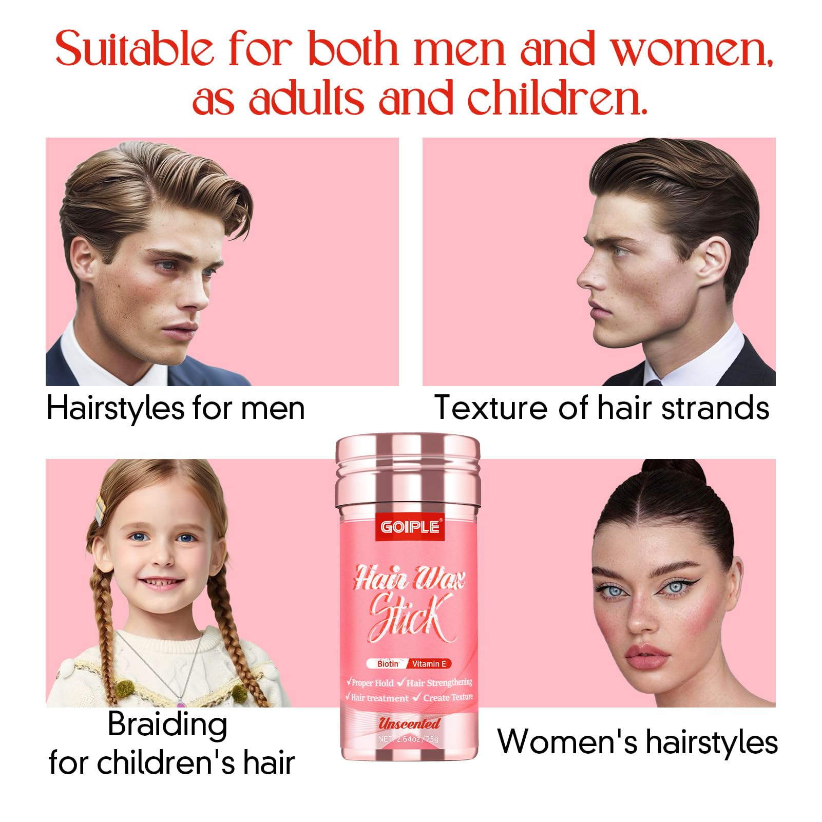 Long-Lasting Wax Stick for Wig Styling - Smoothing & Slick Stick for Wigs, Frizz Control Gel with Edge Bands
