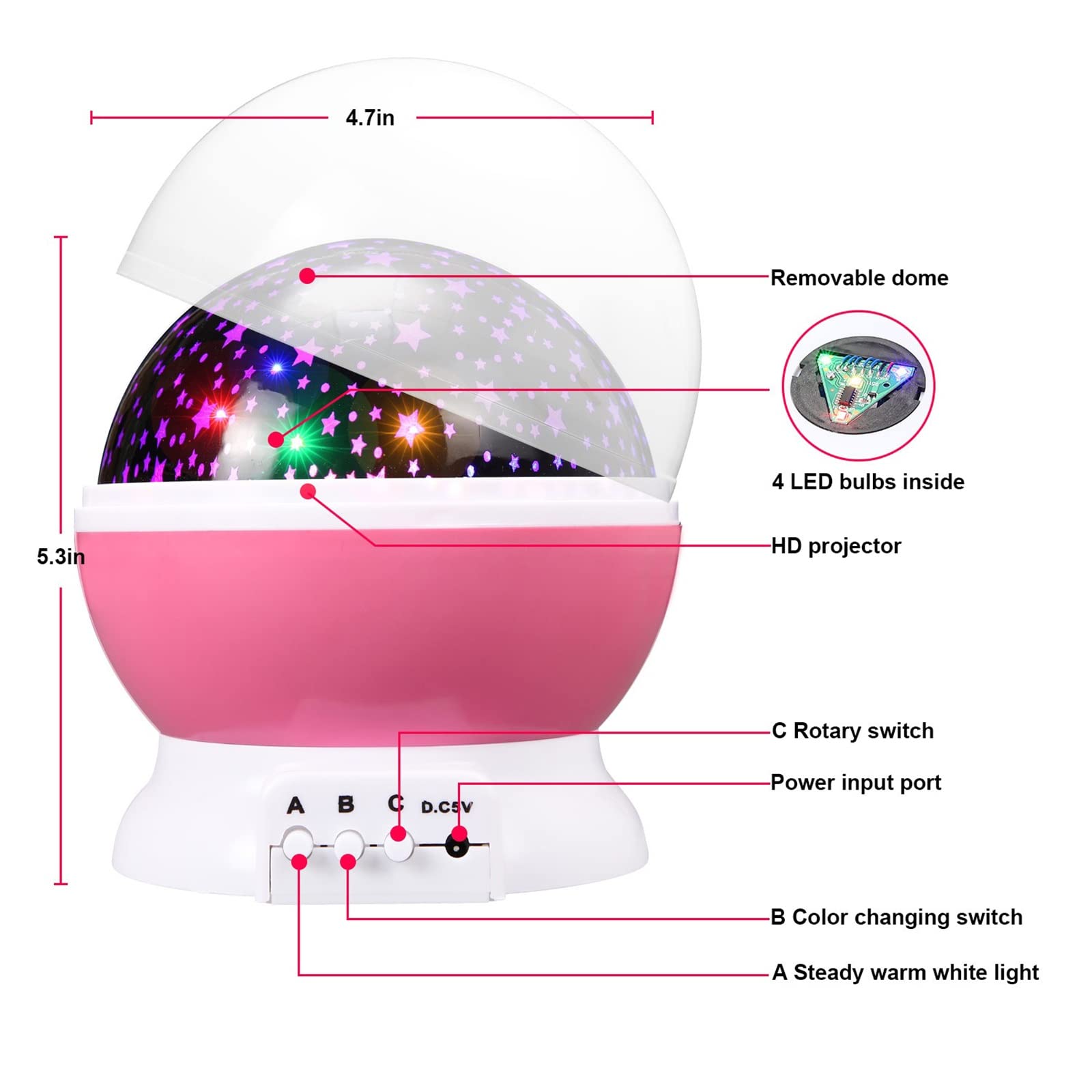 Night Light for Kids,Toddler Kids Night Lights for Bedroom, Star Night Light, Moon and Star Projector, Gift for Men Women Children,Star Light Star Projector(Pink)