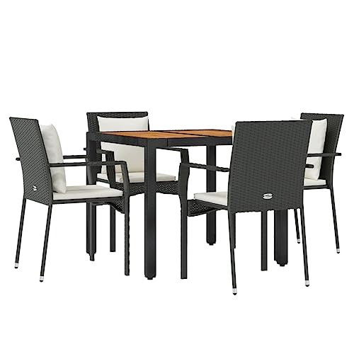 WFAUIBR Dining Set with Cushions 5 Piece Patio ,Bistro Sets,Coffee Table Sets, Whether You Have a Balcony, Lawn, Garden, or Poolside, This Set is Outdoor Spaces,Black,5 Piece 35.4"