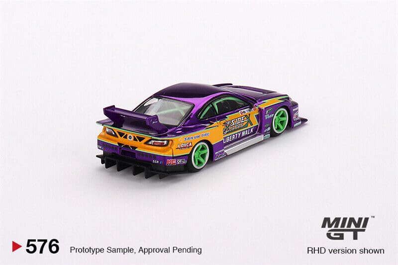 True Scale Miniatures Model Car Compatible with Nissan S15 Silvia LB-Super Silhouette #555 2022 Formula Drift Japan (Chrome Purple) Limited Edition 1/64 Diecast Model Car MGT00576