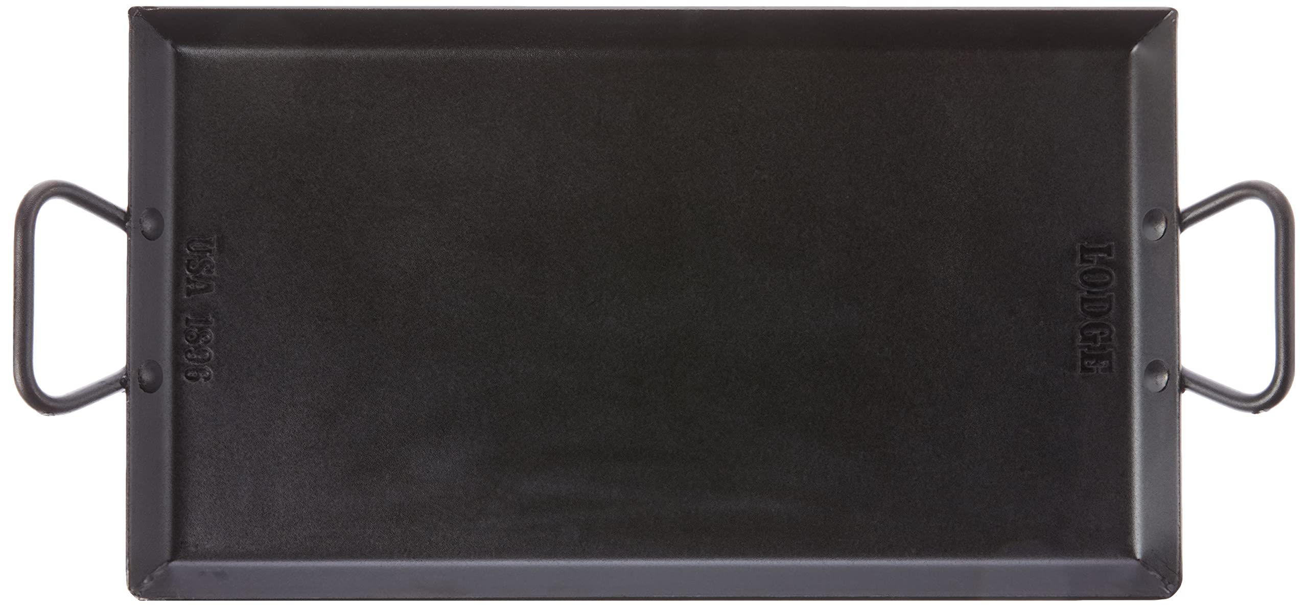 Lodge CRSGR18 Carbon Steel Griddle, Pre-Seasoned, 18-inch & SCRAPERPK Durable Pan Scrapers, Red and Black, 2-Pack
