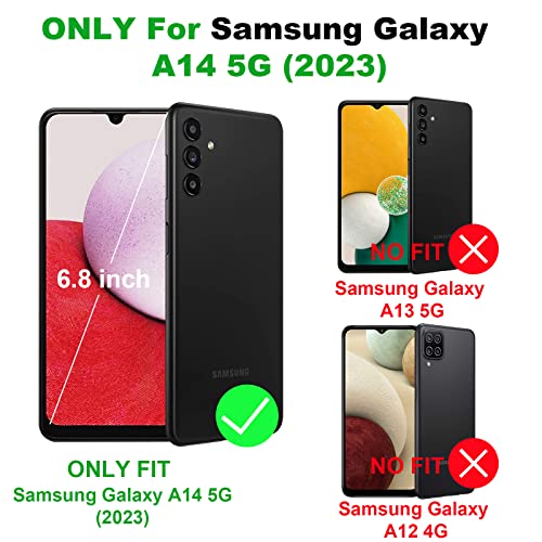 Samsung Galaxy A14 5G Case with Screen Protector [2 Pack], [Military Grade] 16ft. Drop Tested Shockproof Phone Cover with Ring Magnetic Kickstand for Samsung Galaxy A14 5G, Purple