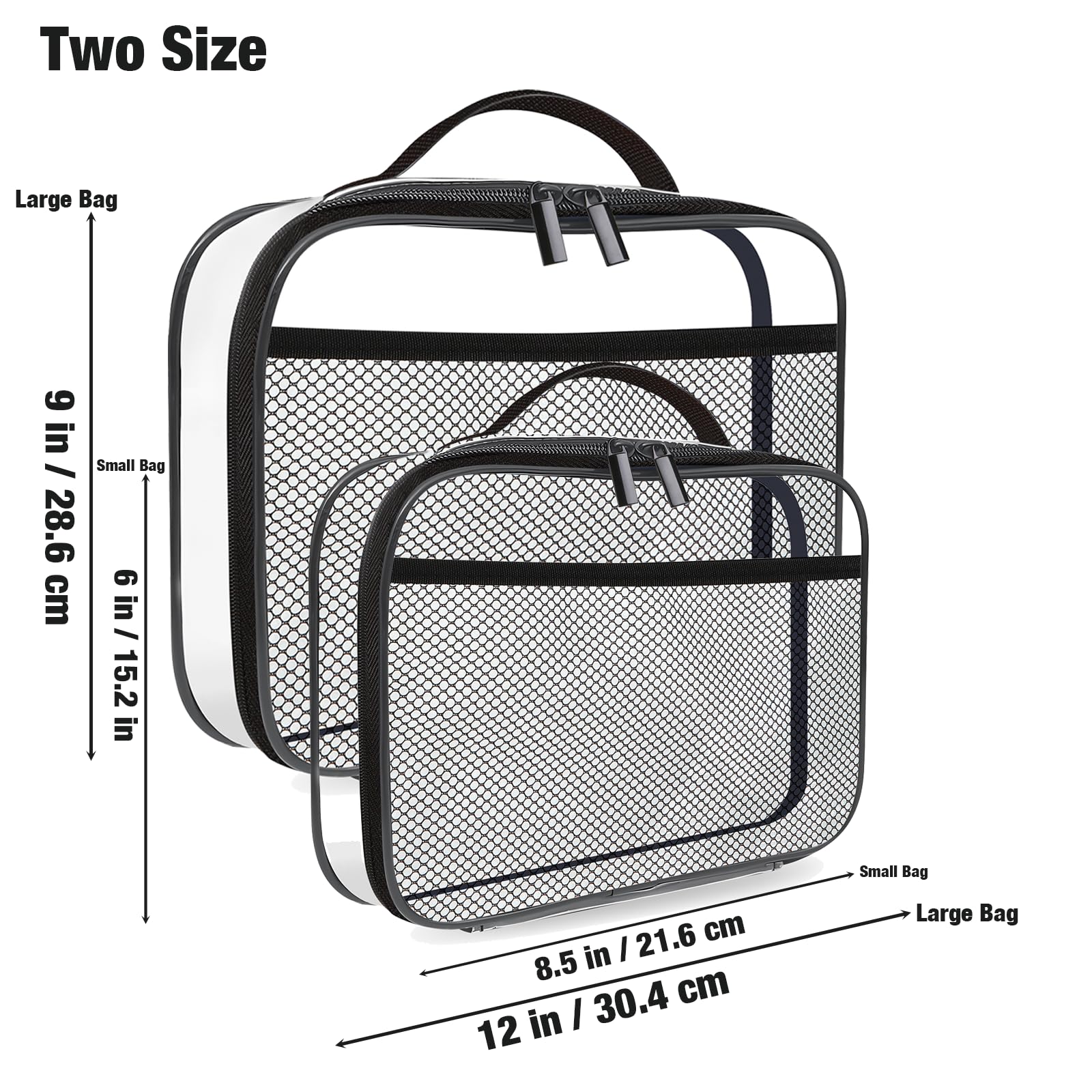 PandaEar 4 Pack Toy Storage Zippered Bags, Clear PVC Portable Organizer Bags with Manual Pockets for Board Games, Puzzles, Building Blocks, Book & Small Toys -Small, Large