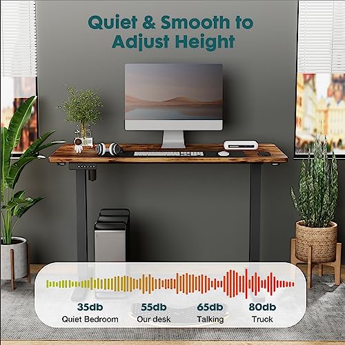 SMUG Electric Standing Desk with Memory Preset, Ergonomic Height Adjustable Table with T-Shaped Metal Bracket Modern Computer Workstations for Home Office, 4024, Rustic Brown