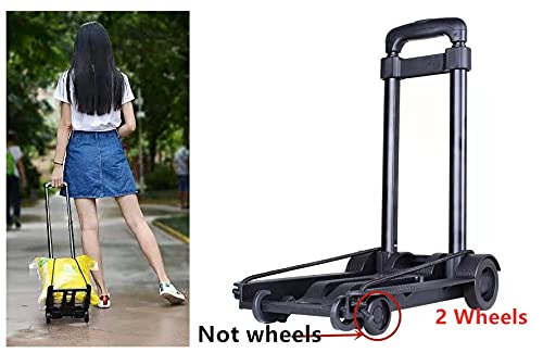 Plastic Folding Luggage Cart with 2 Wheels Lightweight Minisize Hand Truck for Travel, Moving,Camping and Office School Use Trolley(Small Base Plate 12.6"x9"inch)