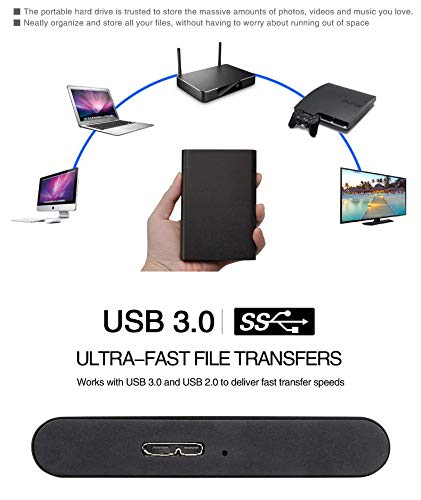 Portable Hard Drive，External Hard Drive,Portable Storage Drive Slim High Speed USB 3.1 Compatible with PC, Laptop and Mac-1