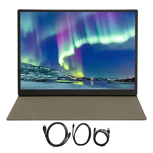 Portable IPS Screen FHD IPS Screen Small High Sensitivity Monitor 1920x1280 Builtin Speakers with PU Leather Gaming Case