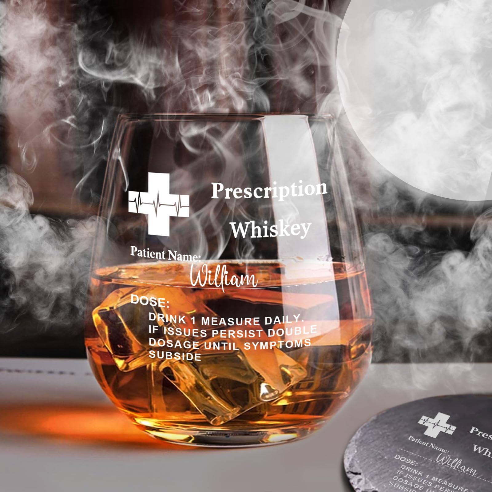 Personalized Prescription Whiskey Glass Gift - Custom Engraved Bourbon Whiskey Glasses for Fathers Day, Wedding - Personalized Cocktail Glass Premium Luxury Gift for Men Groomsman Dad
