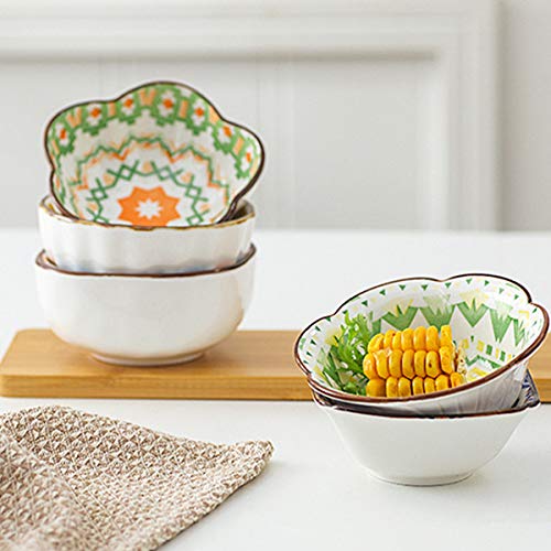 RareCi Dip Bowls 4 Oz - 6-Pack Little Dipping Bowl Set - Mini Ceramic Bowl - Small Condiment, Appetizer, Snack, Soy Sauce Dish - Cute Serving Bowls for Parties(Pentapetalous)