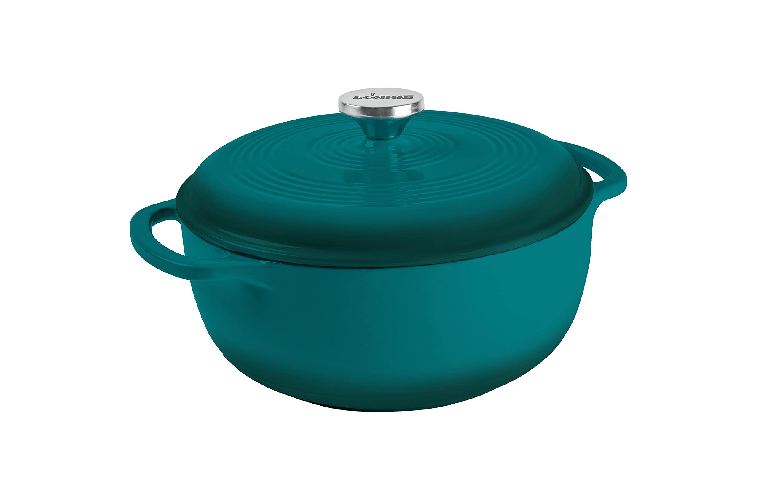 Lodge EC6D38 Enameled Cast Iron Dutch Oven, 6-Quart, Lagoon & L8SK3 10-1/4-Inch Pre-Seasoned Skillet