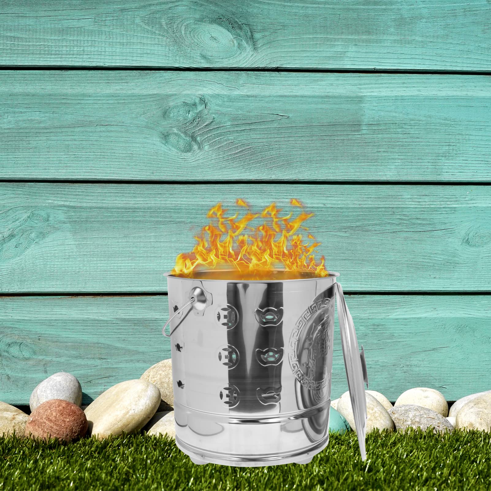 Operitacx Stainless Steel Burn Barrel Incinerator Cage Metal Fire Pit Garden Fire Cage Yard Debris Burn Incinerator Bin for Garden Paper Leaf Trash Wood Backyard Bonfire