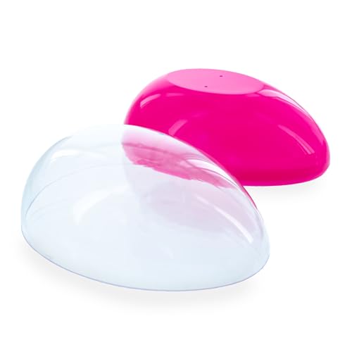 Large Fillable Clear Top Pink Bottom Plastic Easter Egg 5.1 Inches