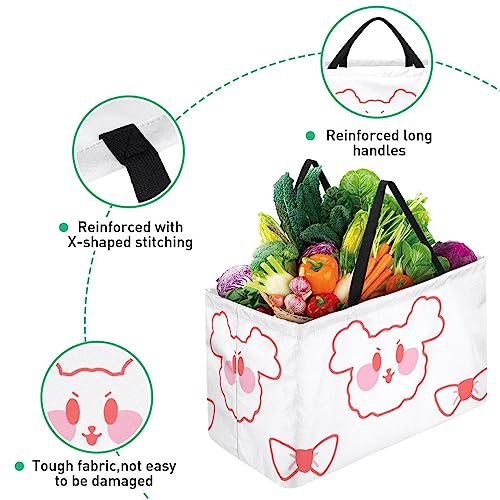 Puppy Full Print Large Capacity Laundry Organizer Tote Bag - Reusable and Foldable Oxford Cloth Shopping Bags