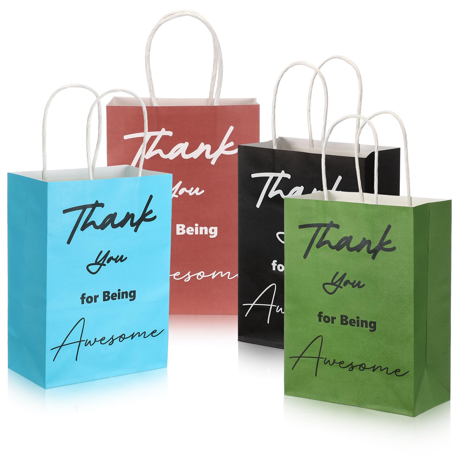 Sweetude 48 Pcs Thank You Gift Bags with Handles Bulk Employee Appreciation Gift Paper Bags Thank You for Being Awesome Bags Shopping Goodie Bags for Business Retail Coworker Employee(Classic Colors)
