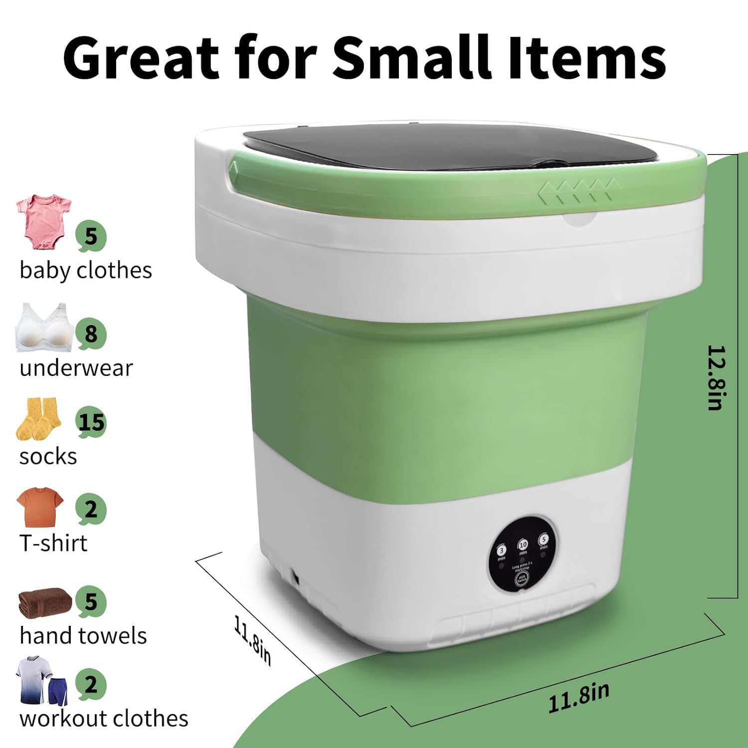 Portable Washing Machine, Mini 13L Foldable Washer and Dryer with 3 Modes Deep Cleaning, Upgraded Small Collapsible Laundry for Travel, Sutiable for Underwear,Baby Clothes,Socks or Other Small Items